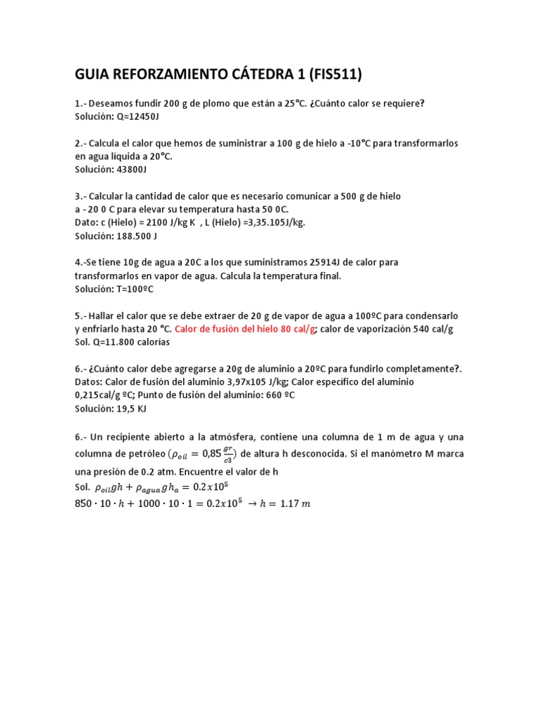 Guia Reforzamiento C Tedra 1 1 1 | PDF | Calor | Gases