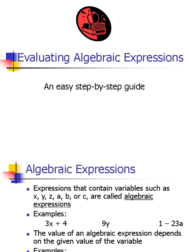 Evaluating Algebraic Expressions Guide | PDF