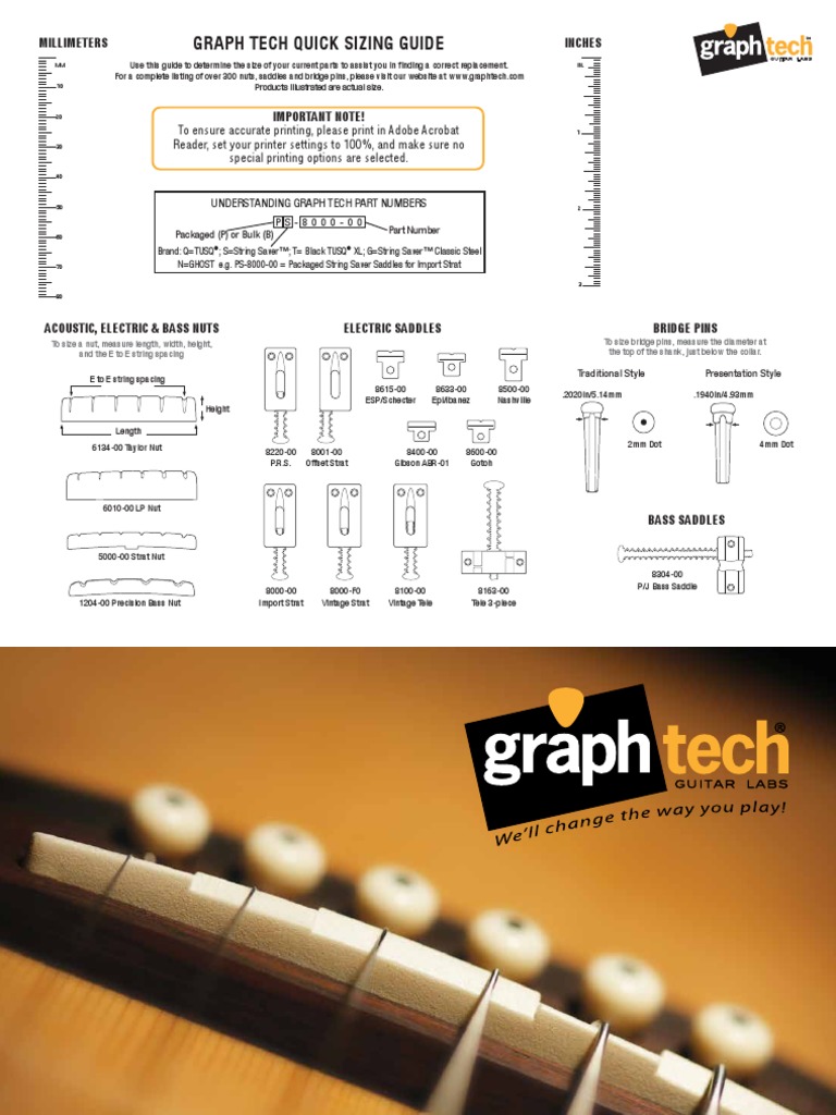 GraphTech Sizing Guides For Guitars | PDF | Bass Guitar | Guitars