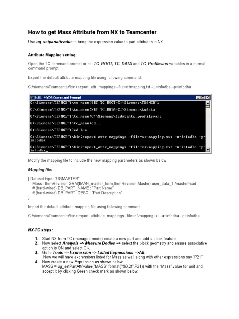 How to map NX Mass attribute expression to Teamcenter using ug ...