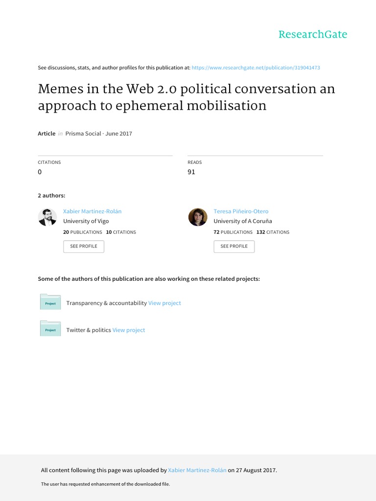 Rolan, Otero (2017) Memes in The Web 2.0 Political Conversation An ...