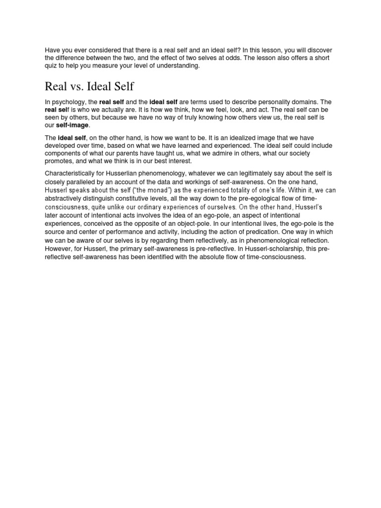 Have You Ever Considered That There Is A Real Self and An Ideal Self ...