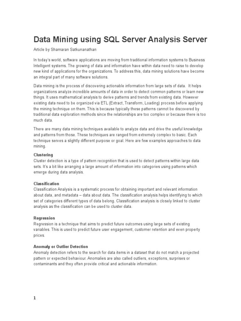 Data Mining Using Sql Server Analysis Server Pdf Data Mining Microsoft Sql Server 7131