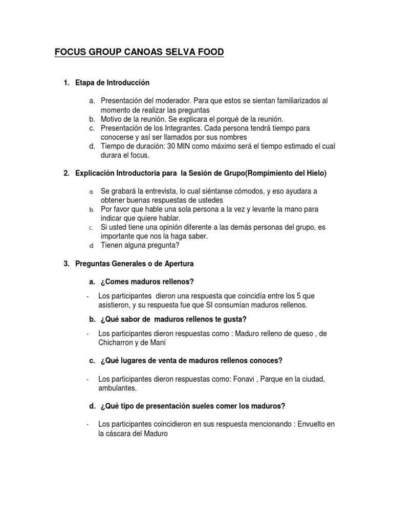 Focus Group FAST FOOD | PDF | Queso