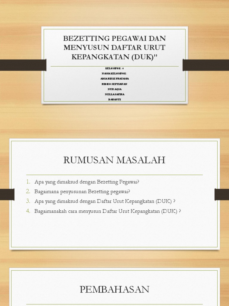 Bezetting Pegawai Dan Menyusun Daftar Urut Kepangkatan ( | PDF