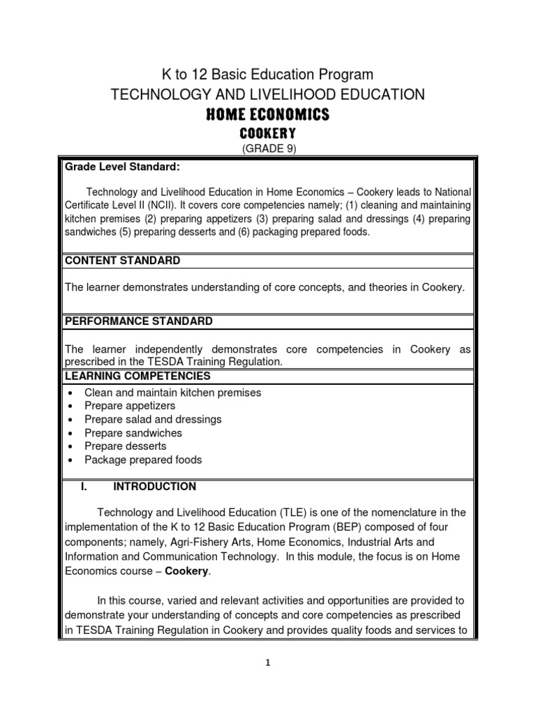 Teachers Guide Cookery 9 | PDF | Salad | Home Economics