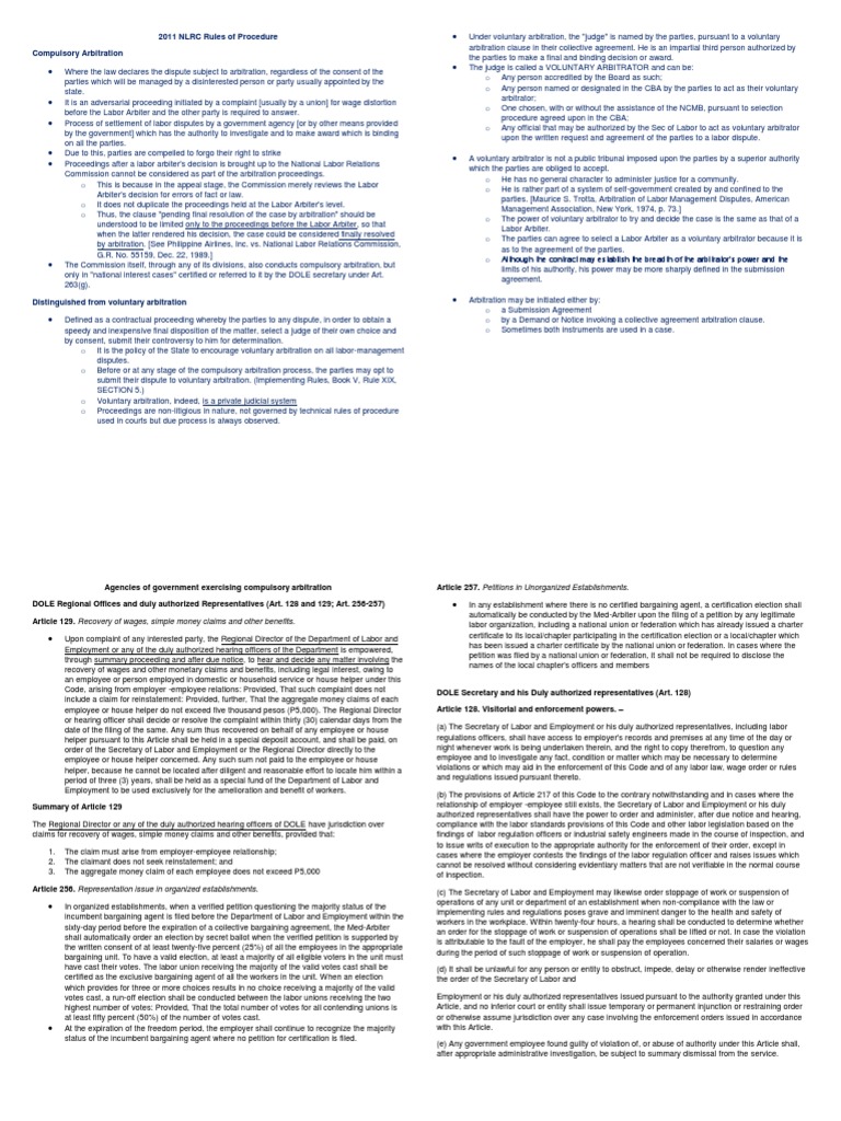 2011 NLRC Rules of Procedure | PDF | Arbitration | Injunction