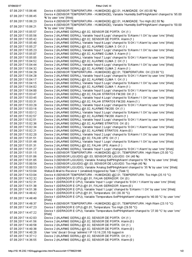 Rittal CMC III Device Status Log | PDF | Electrical Engineering | Computing