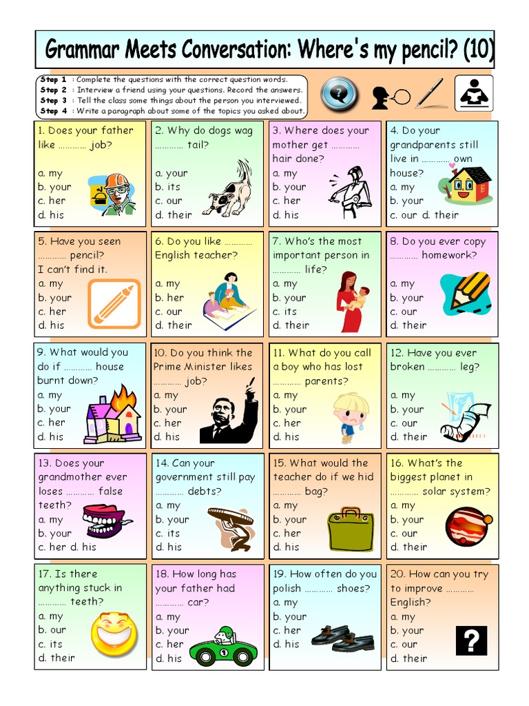 Possessive Adjectives+adjective Word Order Homework | PDF | Games ...