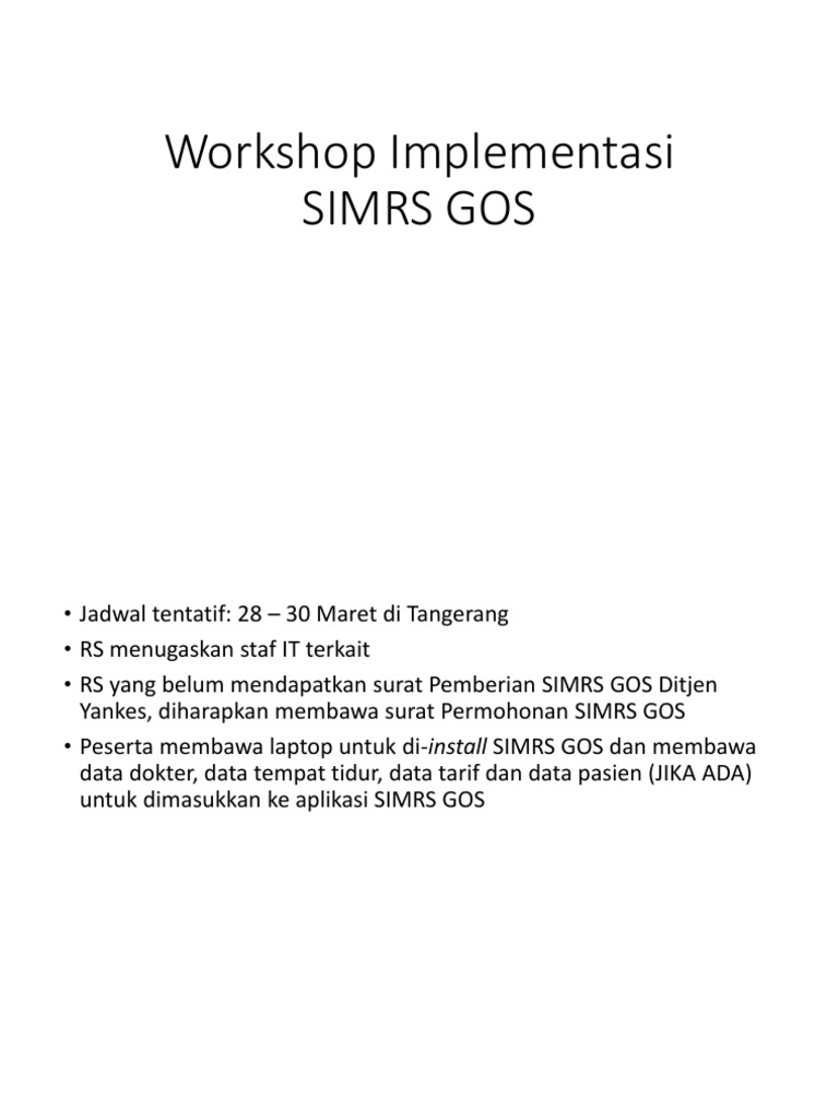 Workshop Implementasi SIMRS GOS | PDF