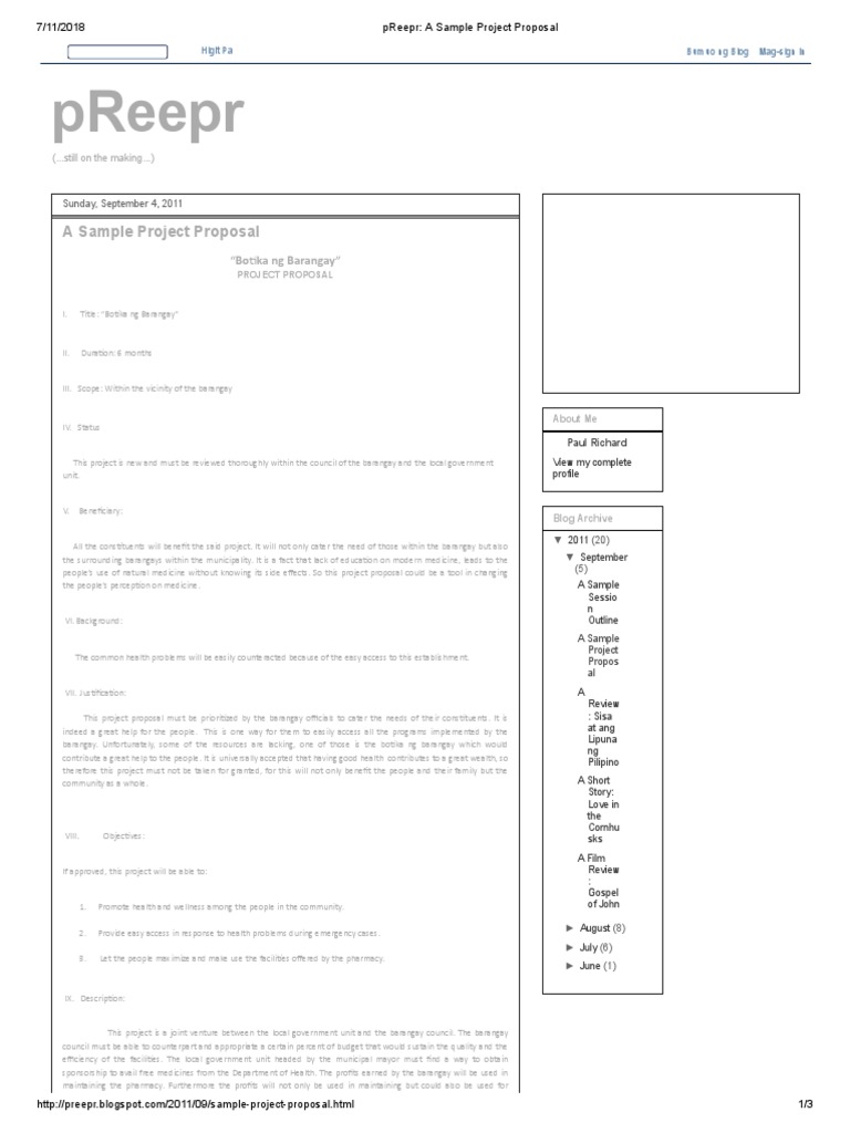 A Sample Project Proposal | PDF | Health Care | Business