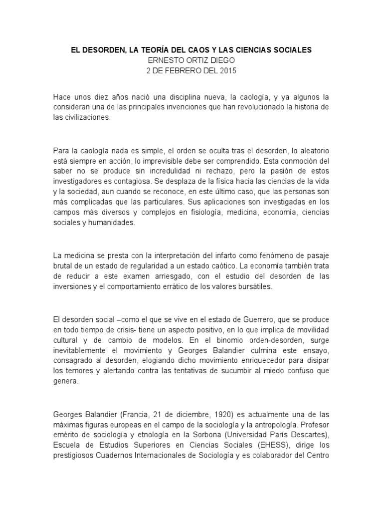 Caología y Desorden en Ciencias Sociales | PDF | Sociedad | Sociología