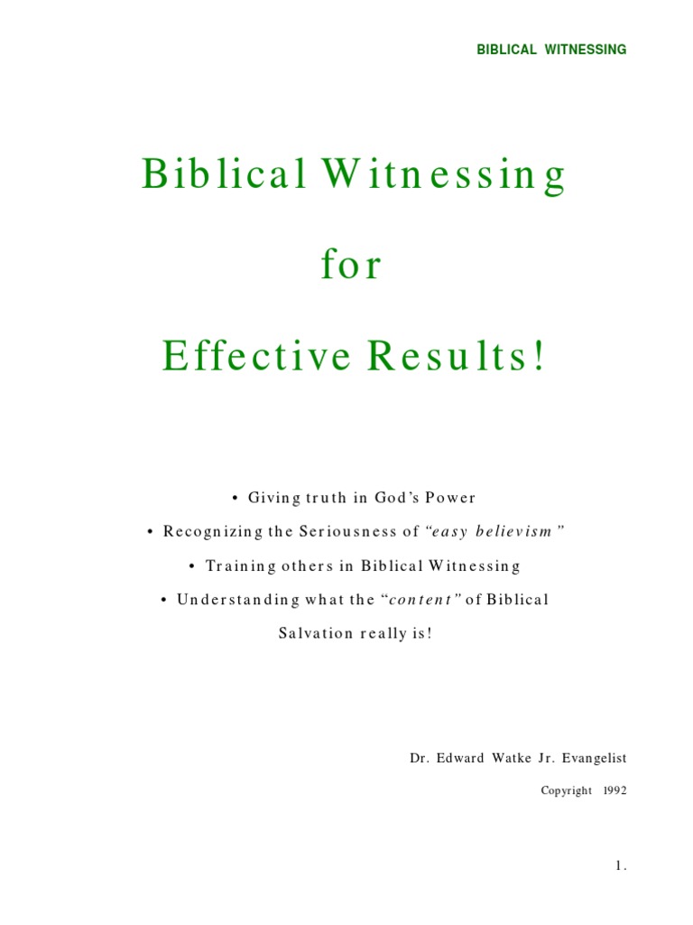 Biblical Witnessing For Effective Results! | PDF | God In Christianity ...