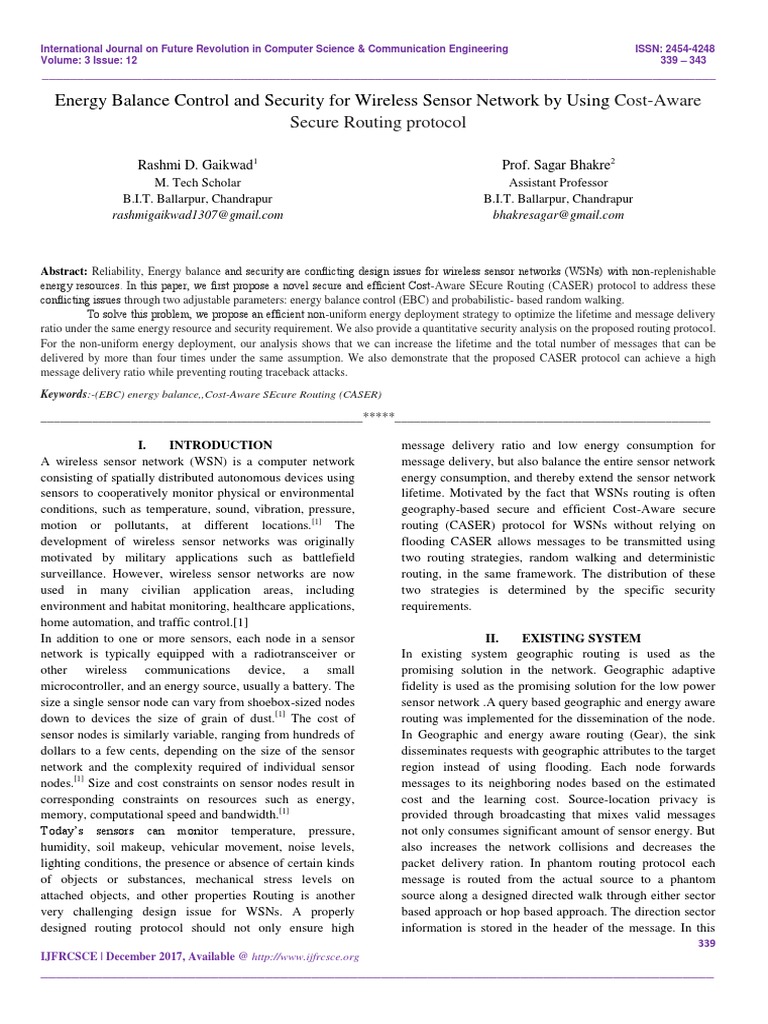 Energy Balance Control and Security For Wireless Sensor Network by Using Cost-Aware Secure ...