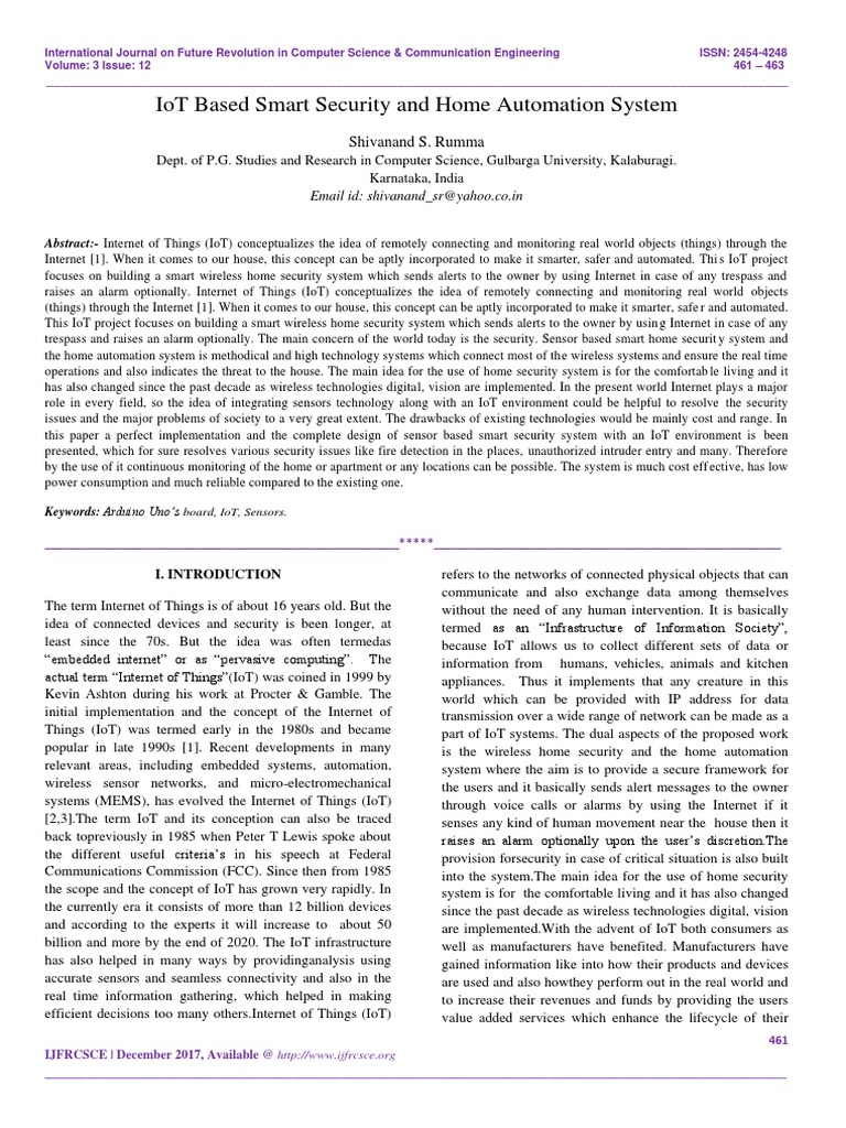 IoT Smart Security & Home Automation System | PDF | Internet Of Things ...
