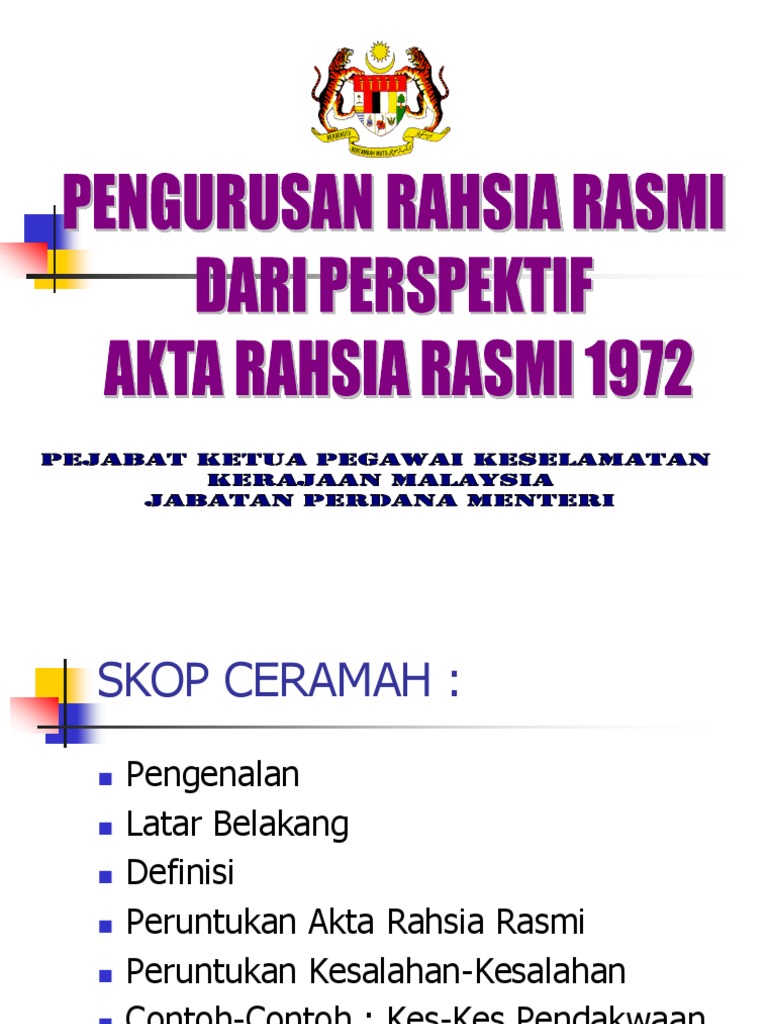 Akta Rahsia Rasmi 1972 | PDF