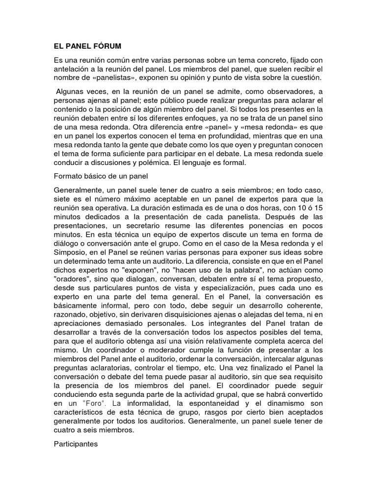 Qué es un Panel Fórum y su Estructura | PDF | Foro de Internet | Sicología