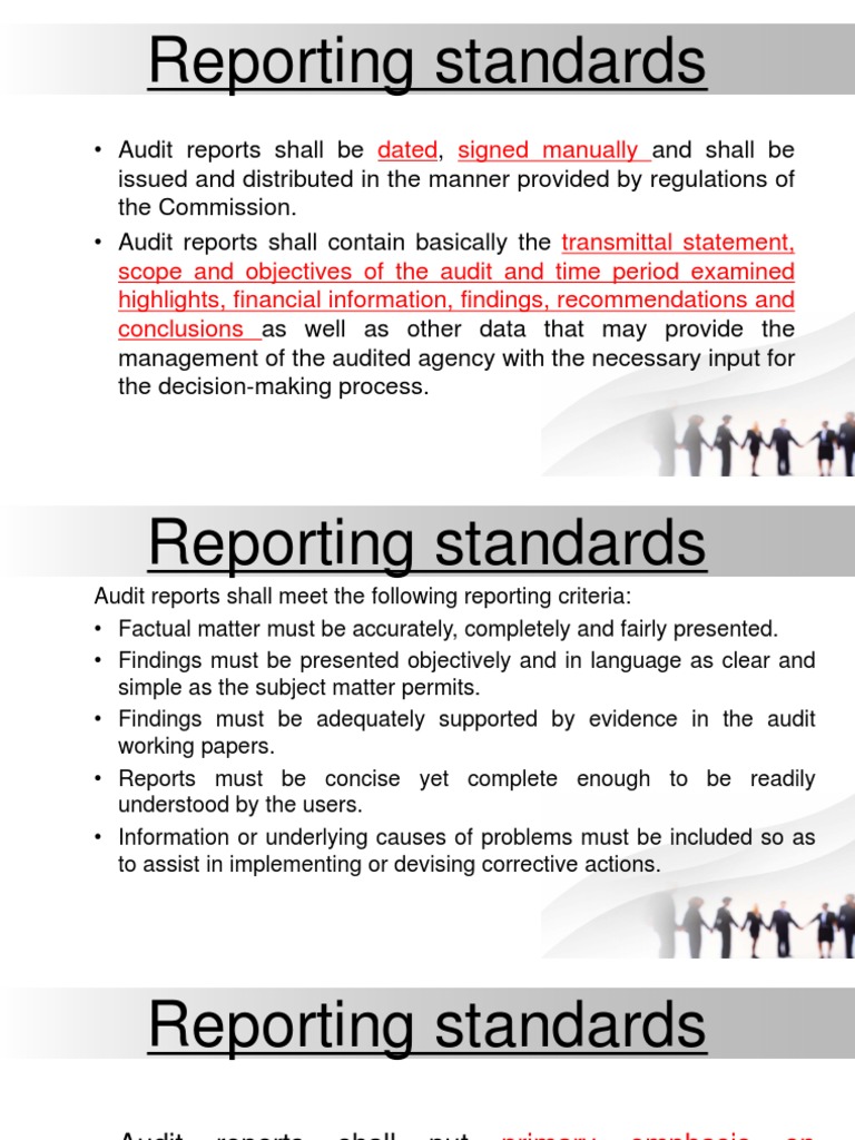 Reporting Standards: Dated Signed Manually | PDF | Audit | Auditor's Report