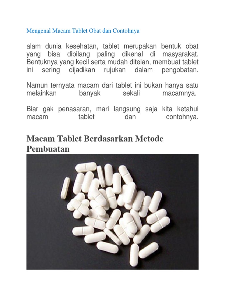 Mengenal Macam Tablet Obat Dan Contohnya | PDF