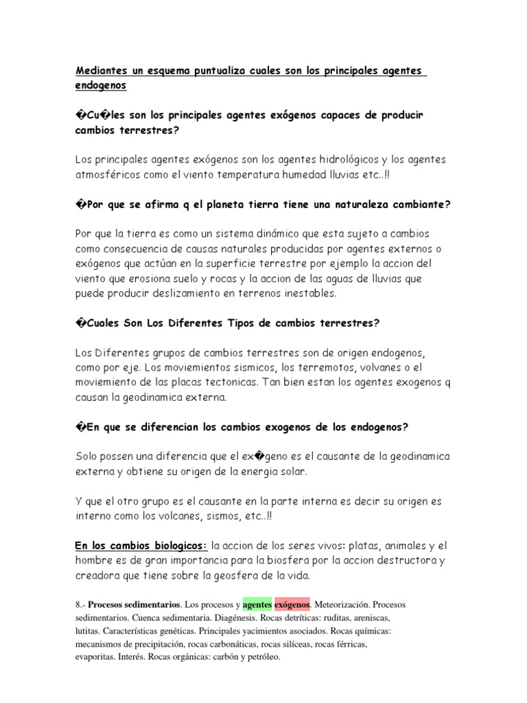 Agentes de Cambios Terrestres | PDF | Meteorización | Roca (geología)
