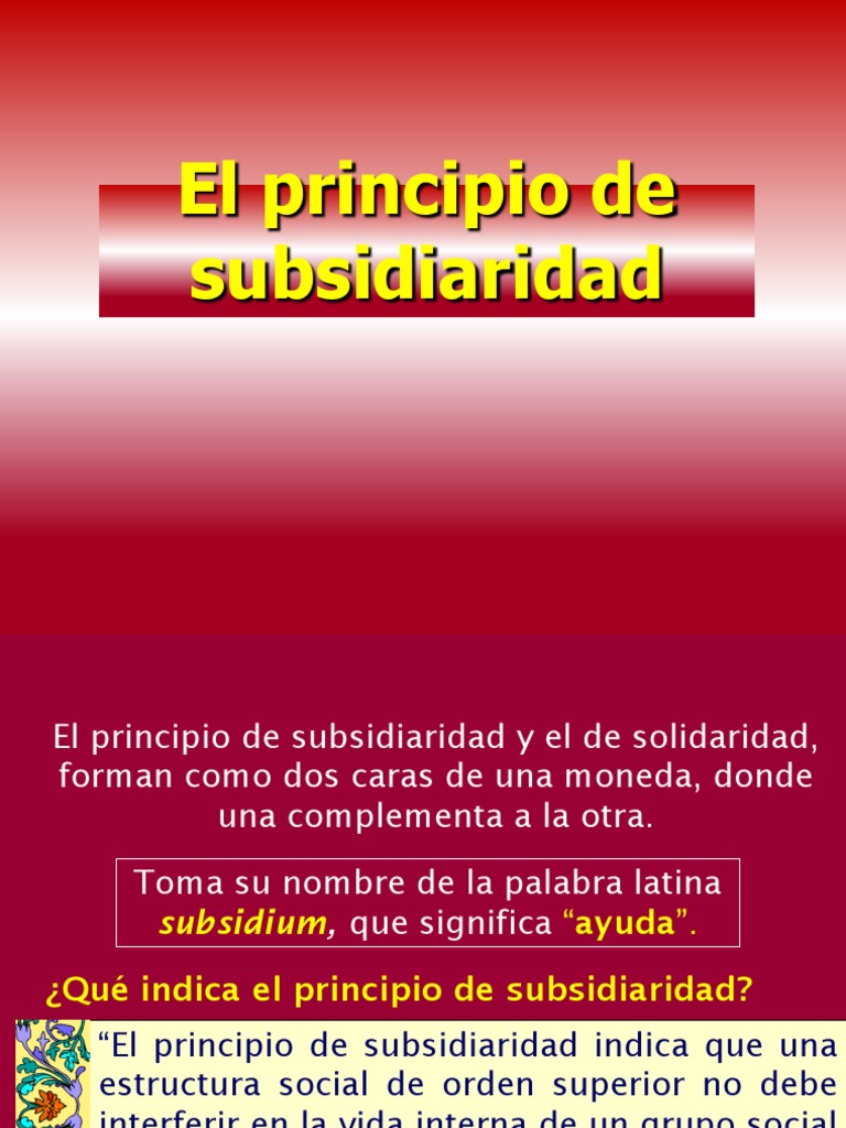 1 Principio de Subsidiariedad | PDF | Estado (política) | Teorías ...