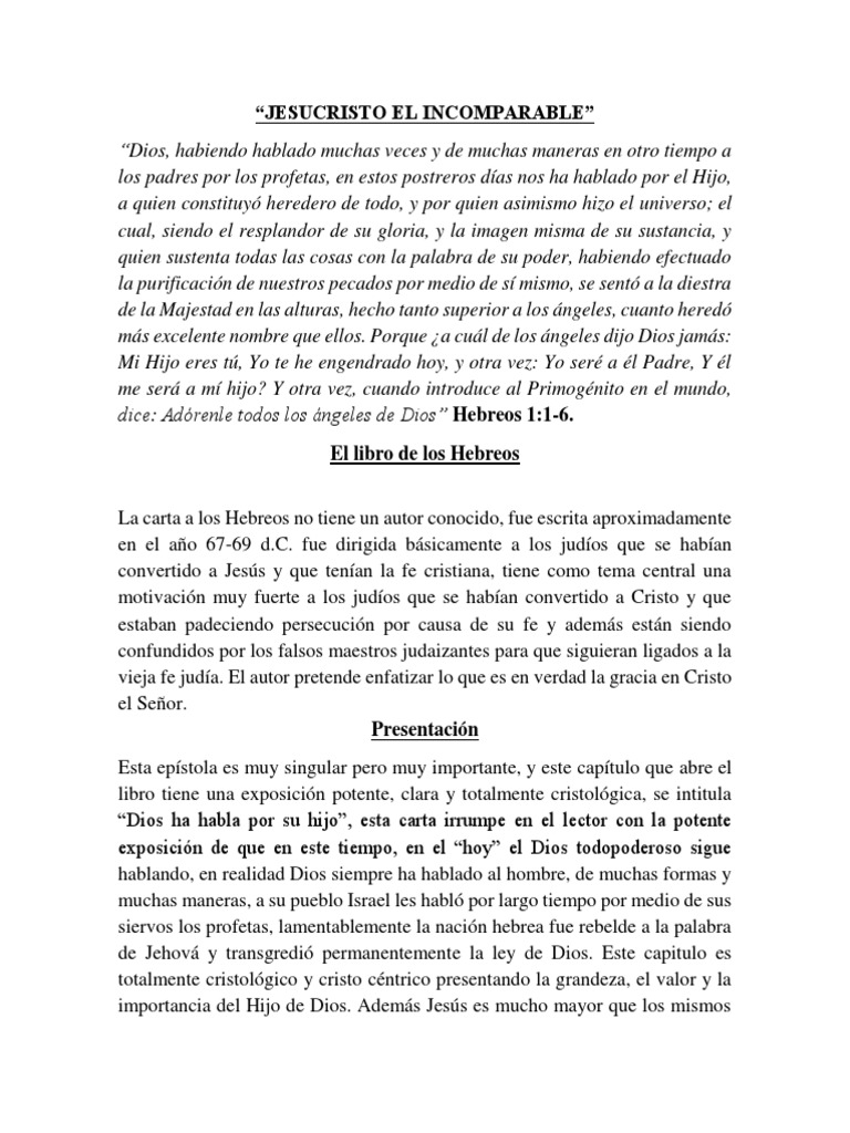 Jesucristo El Incomparable | PDF | Cristología | Cristo (título)