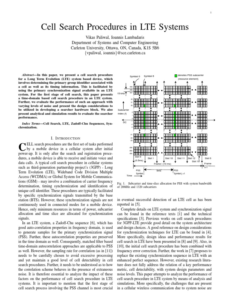 Cell Search Procedures in LTE Systems | PDF | Bandwidth (Signal ...