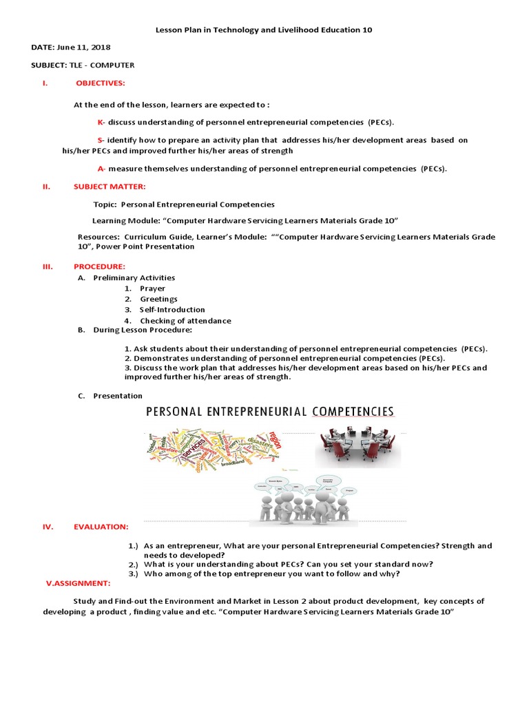 TLE 10 Computer - June 11, 2018 - Lesson Plan | PDF
