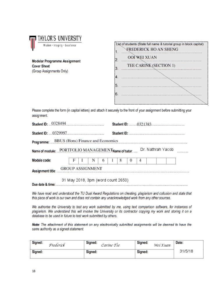 Portfolio MGT - Group Assignment | Download Free PDF | Price–Earnings Ratio | Yield (Finance)