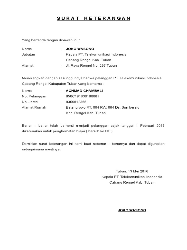 Surat Keterangan | PDF