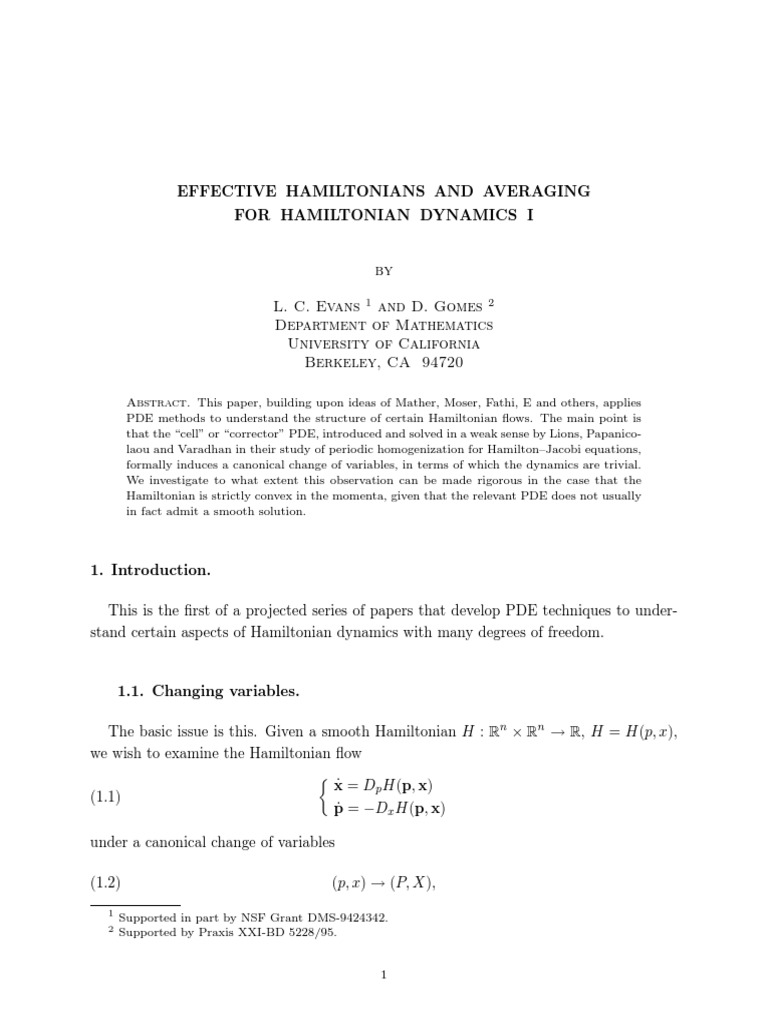 Effective Hamiltonians and Averaging For Hamiltonian Dynamics I | Download Free PDF ...