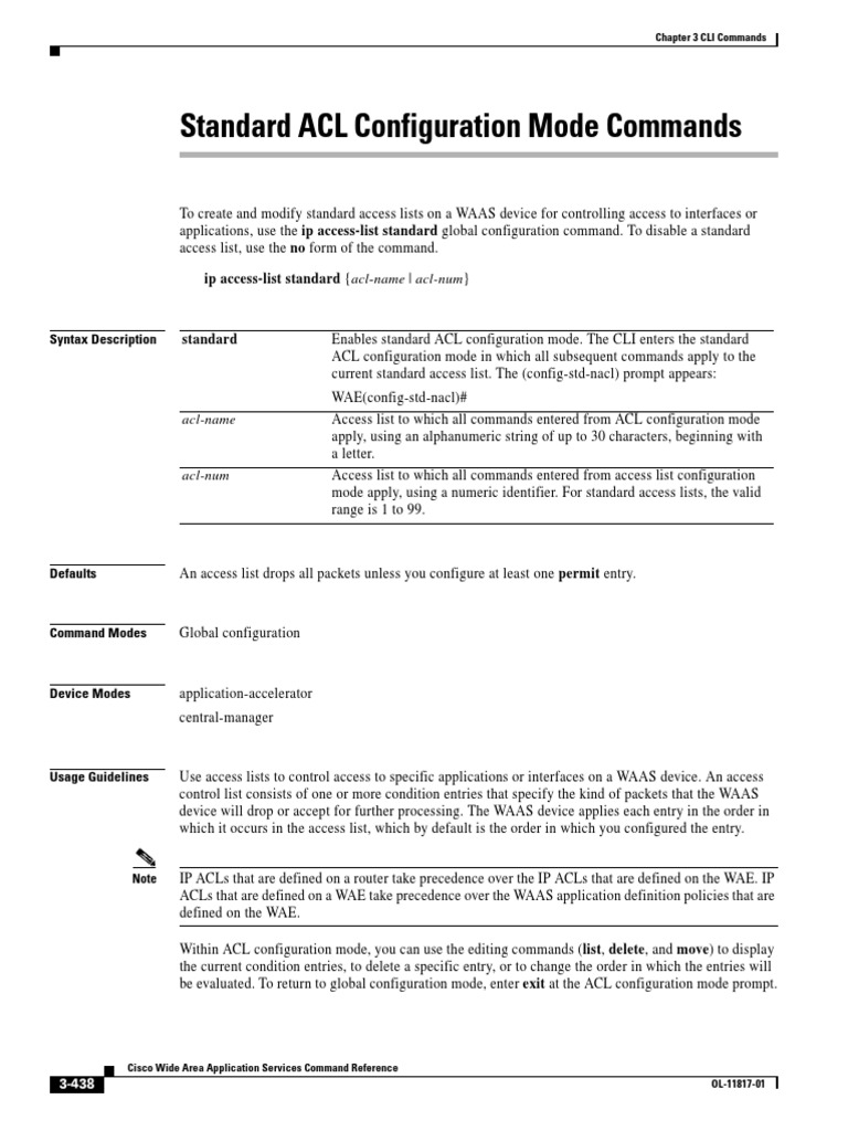 Standard Acl Configuration Mode Commands Ip Access List Standard Acl Name Acl Num Pdf