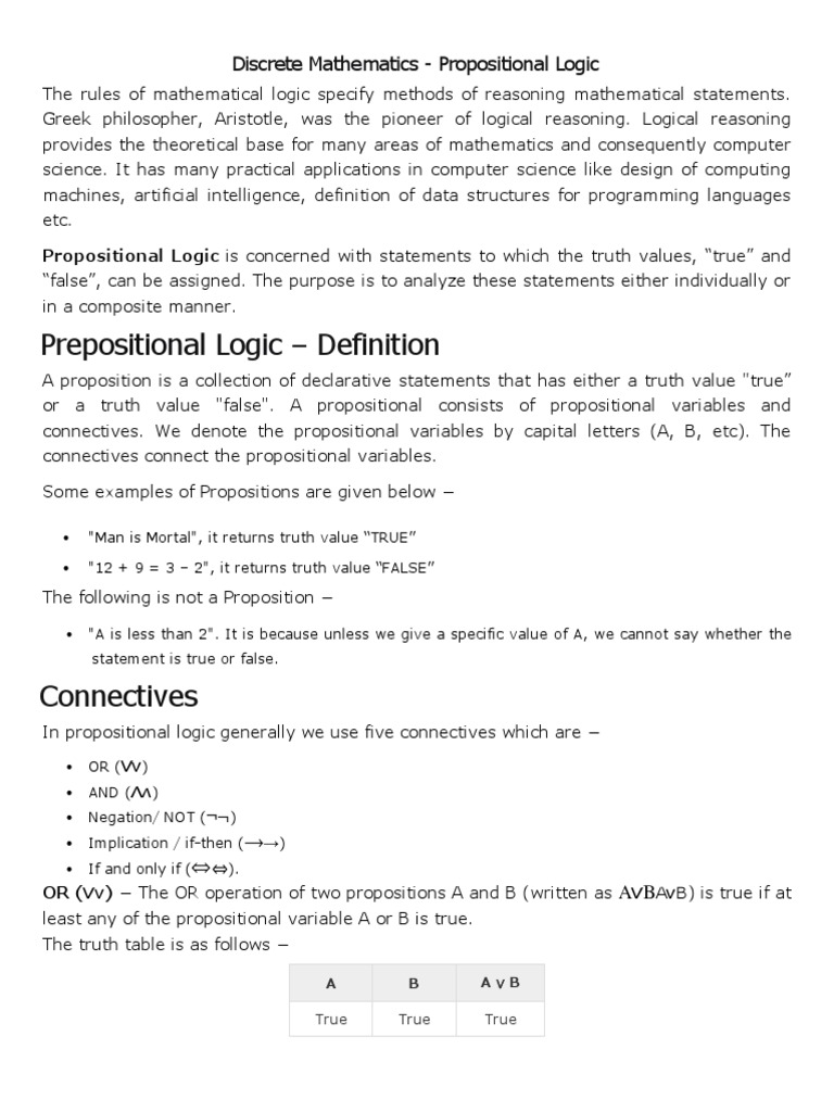 Prepositional Logic - Definition: Discrete Mathematics - Propositional ... Prepositional Logic - Definition: Discrete Mathematics - Propositional ...
