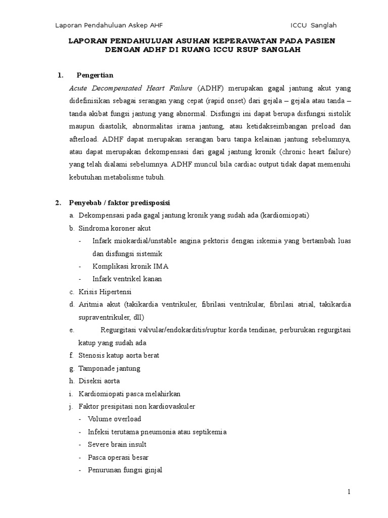 Askep Adhf Iccu | PDF