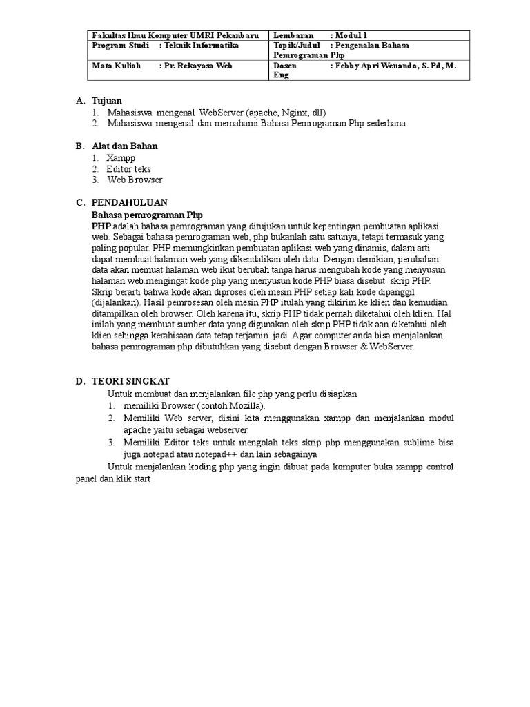 01 Perkenalan PHP | PDF