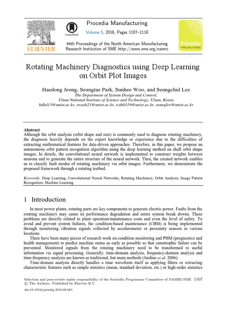 Rotating Machinery Diagnostics Using Deep Learning On Orbit Plot Images | PDF | Deep Learning ...