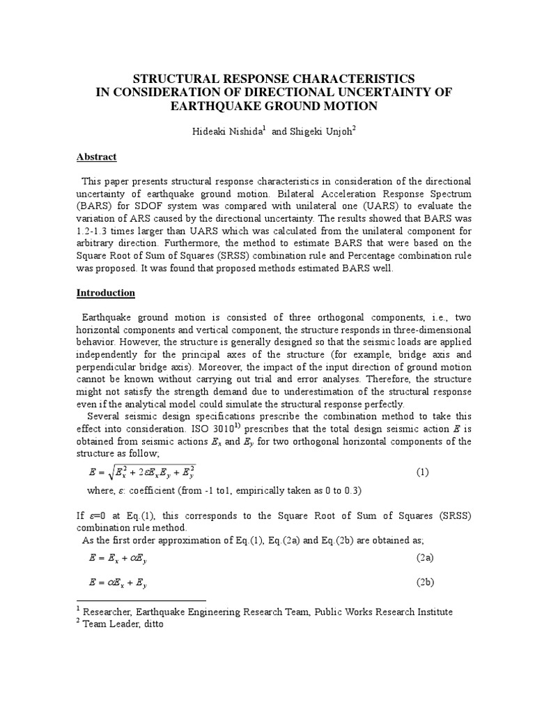 Structural Response Characteristics in Consideration of Directional ...