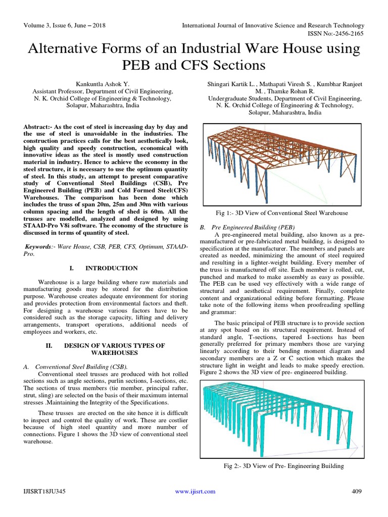 Alternative Forms of An Industrial Ware House Using PEB and CFS ...