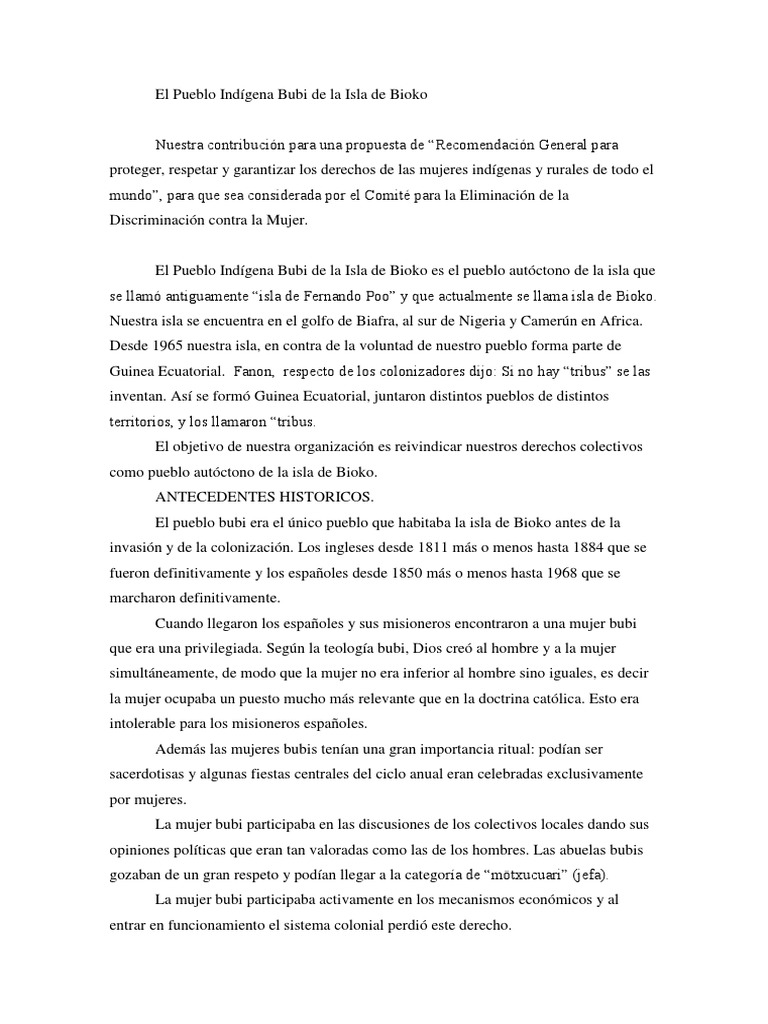 Derechos de la Mujer Bubi en Bioko | PDF | Mujer | España