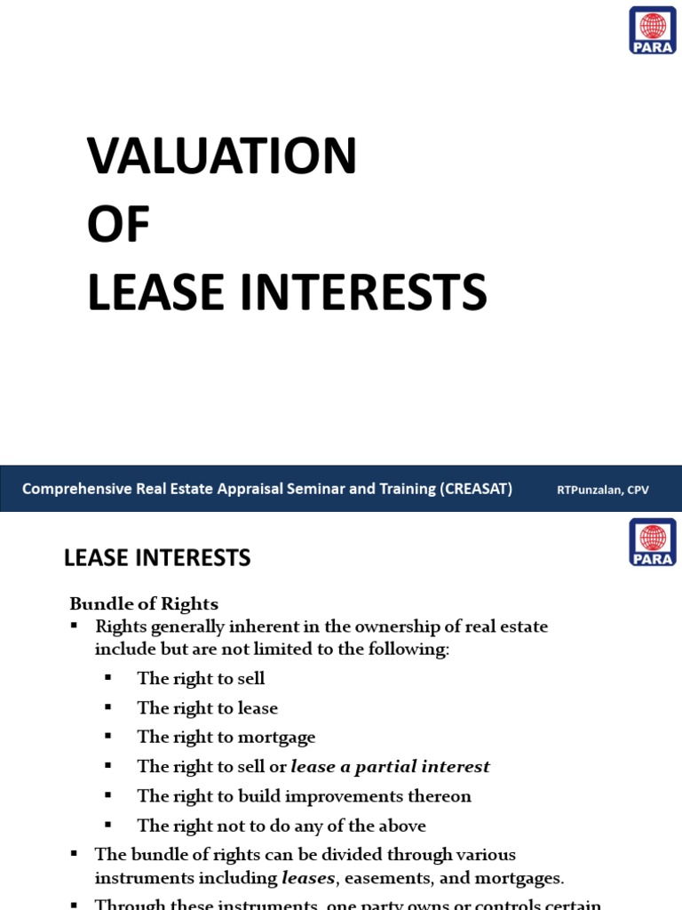 Valuation of Lease Interests | PDF | Lease | Real Estate Appraisal