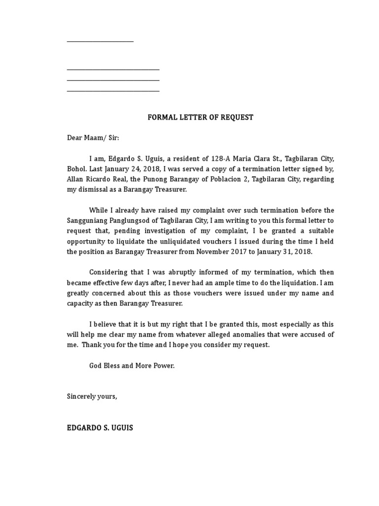 Formal Letter of Request | PDF