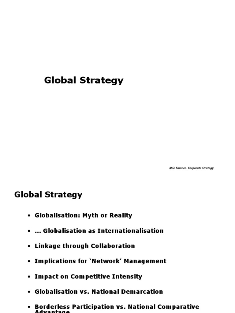 Global Strategy: MSC Finance: Corporate Strategy | PDF | Strategic ...