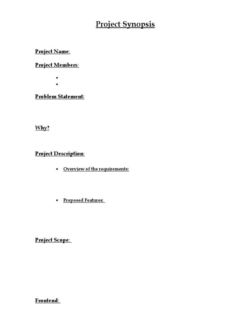 Project Synopsis Format-1 | PDF