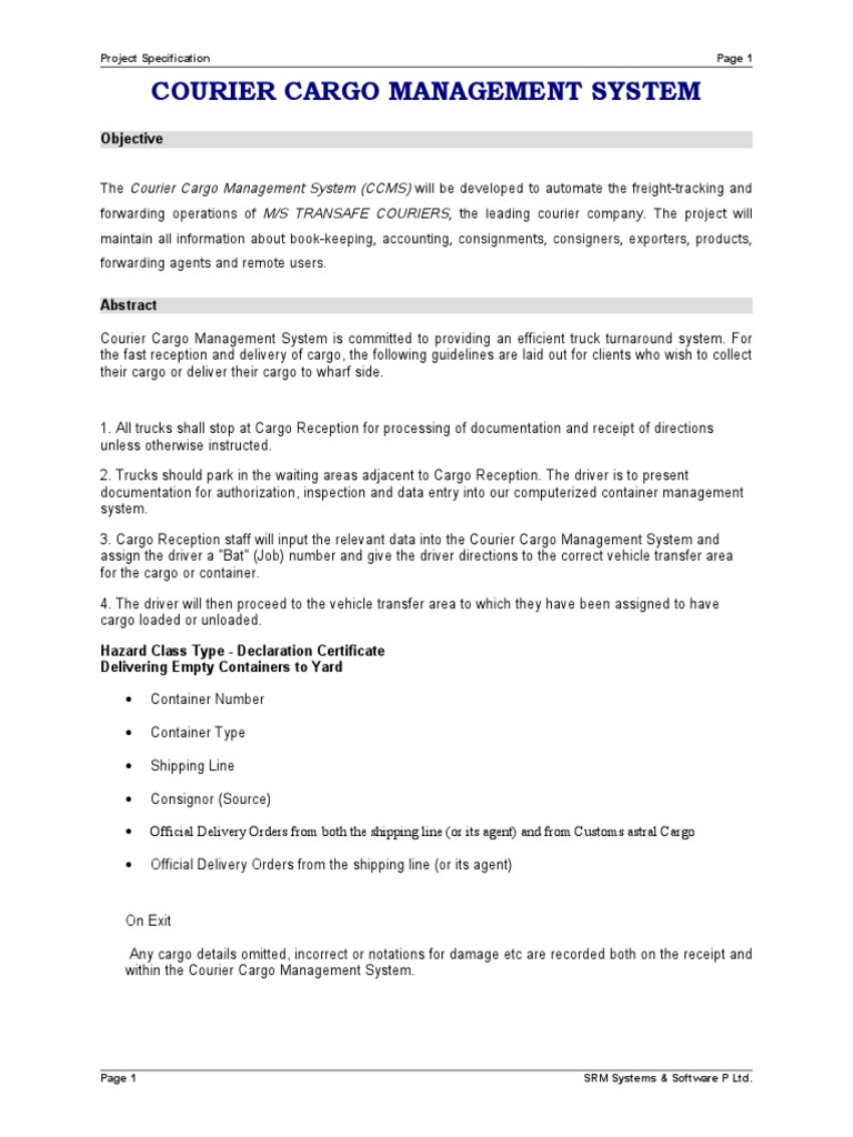 Courier Cargo Management System | PDF | Zip Code | Cargo