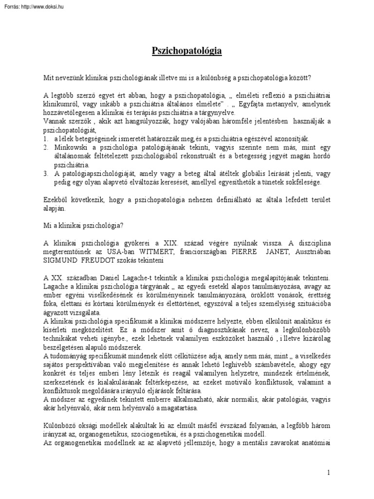 Pszichopatologia | PDF