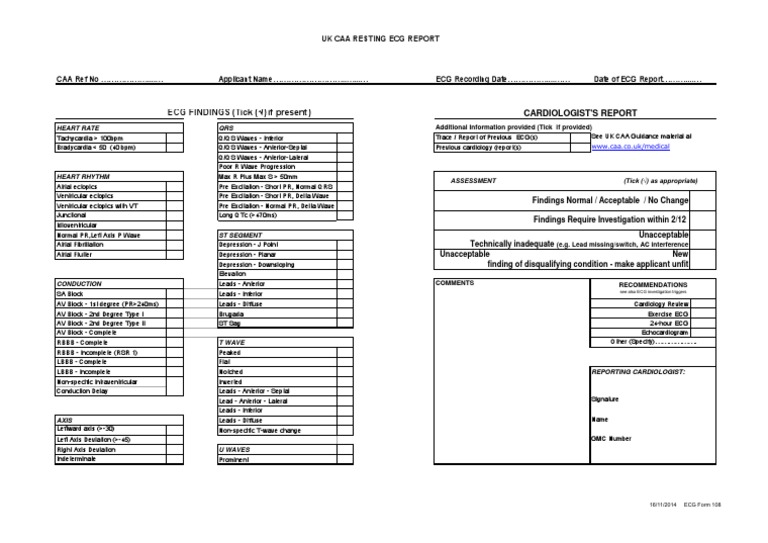 Resting ECG Report Form | PDF | Electrocardiography | Cardiology