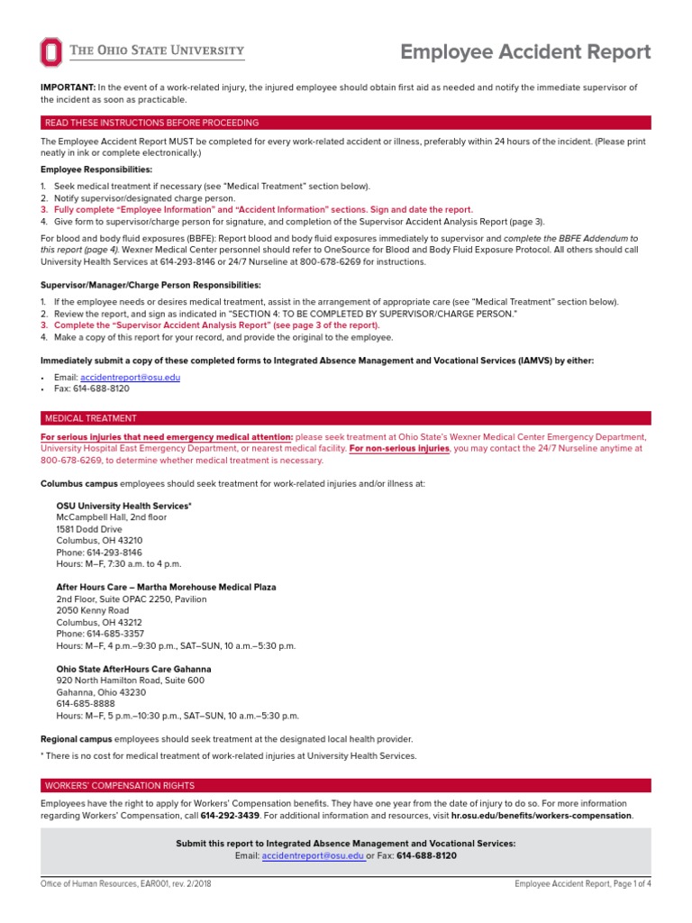 Form Accident Report | PDF | Personal Protective Equipment | Emergency ...