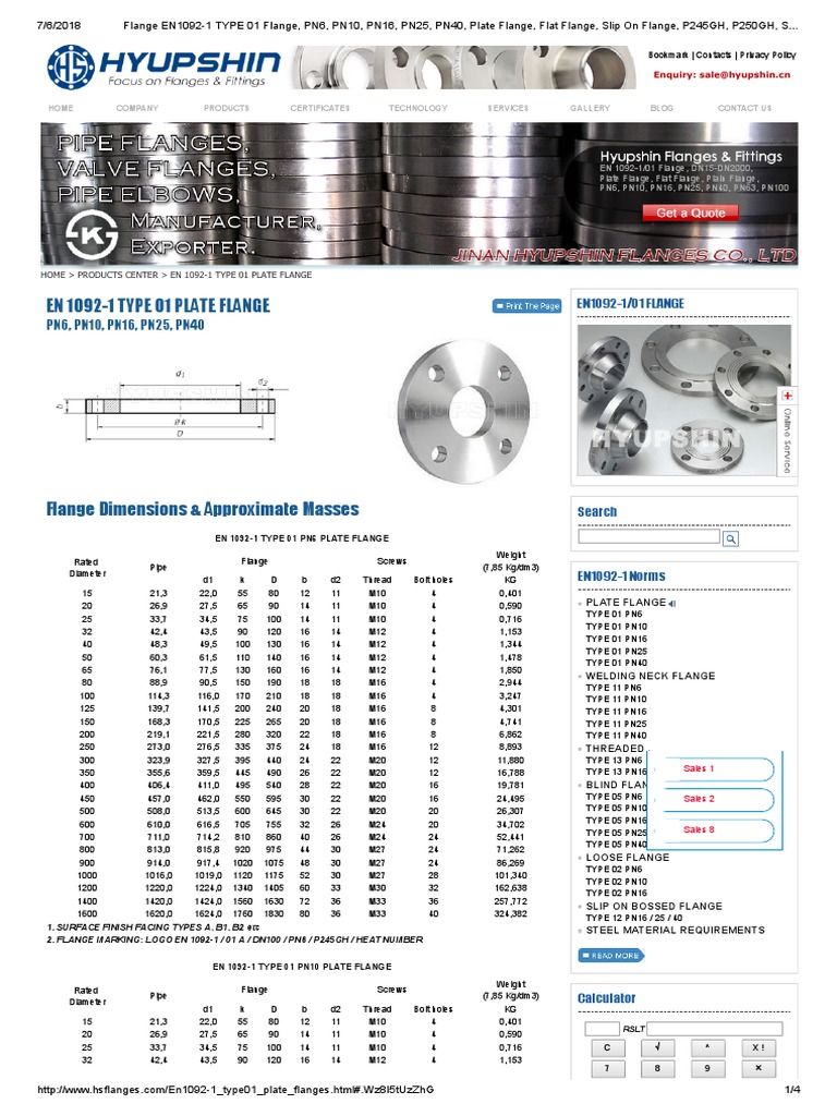 Flange EN1092-1 TYPE 01 Flange PDF | PDF