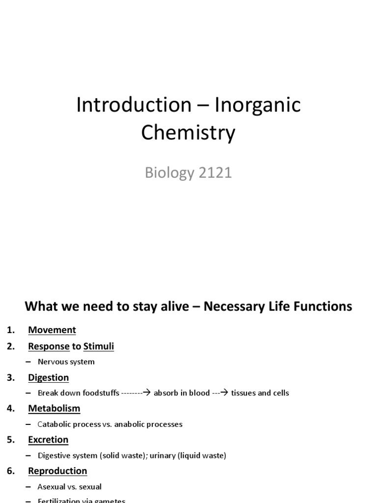 Introduction - Inorganic Chemistry: Biology 2121 | PDF | Chemical Bond ...