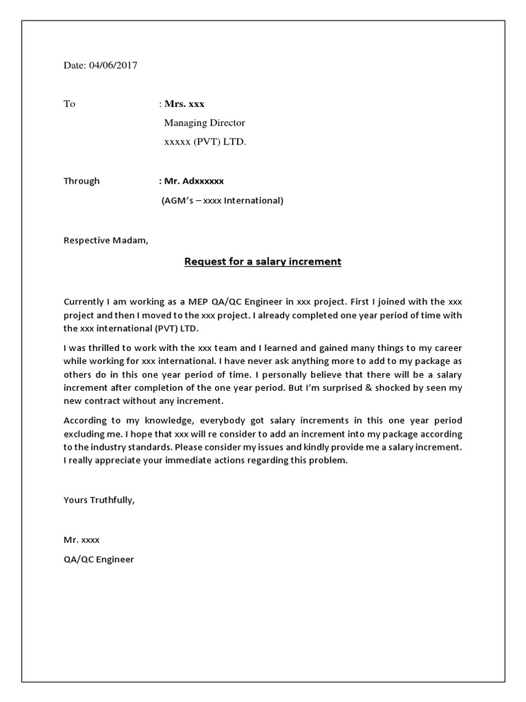 Salary Increment Request Letter | PDF